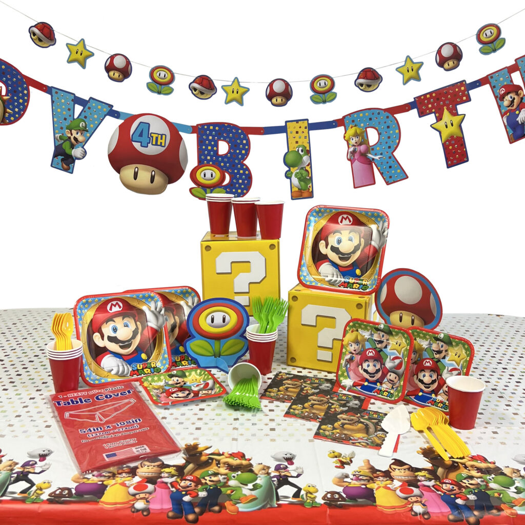 Super Mario Birthday Party Deluxe Kit for 8 or 16 Guests – Party Direct
