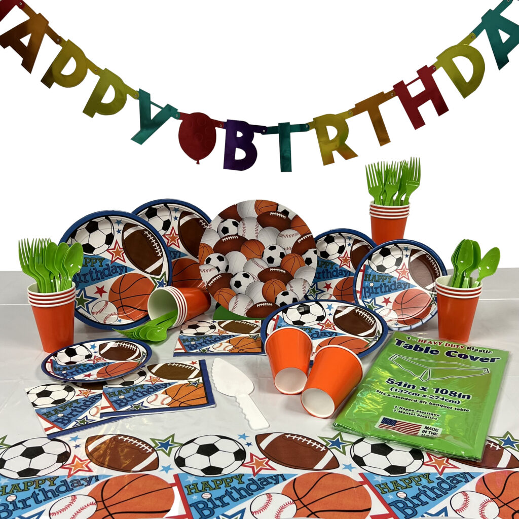 Sports Birthday Party Deluxe Kit for 8 or 16 Guests - Party Direct