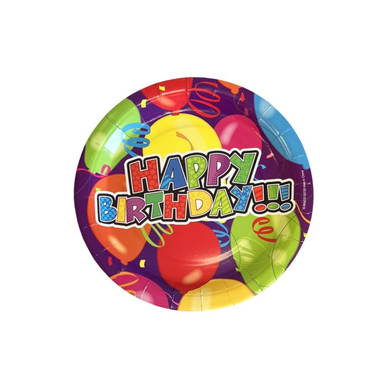 Birthday Balloon 9in Paper Plates - 250 Plates/Case - Party Direct