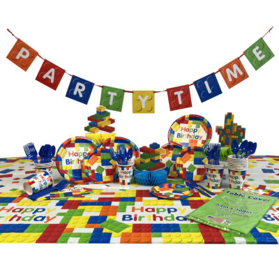 Building Blocks Birthday Party Deluxe Kit for 8 or 16 Guests - Party Direct